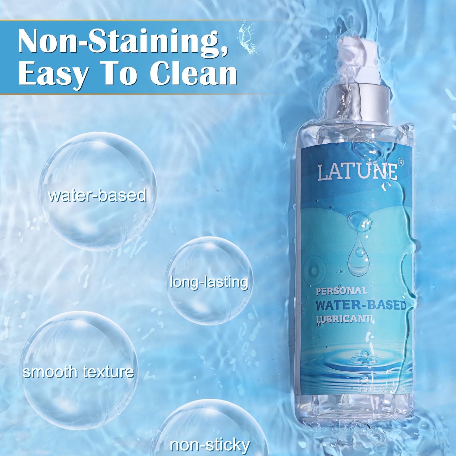 8.5 oz Water Based Lube - Mild Personal Lubricant, Condom Compatible Lube, Water Based Lube Personal Lubricant for Men, Women, and Couples