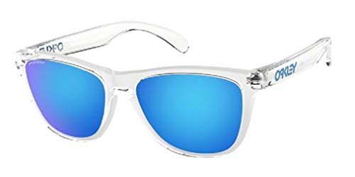 Oakley Frogskins OO9013 9013D0 55M Crystal Clear/Prizm Sapphire Sunglasses For Men For Women+BUNDLE Accessory Leash Kit+ BUNDLE with Designer iWear Care Kit