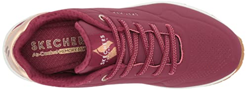 Skechers Women's UNO-Shimmer Away Sneaker, Burgundy, 7.5