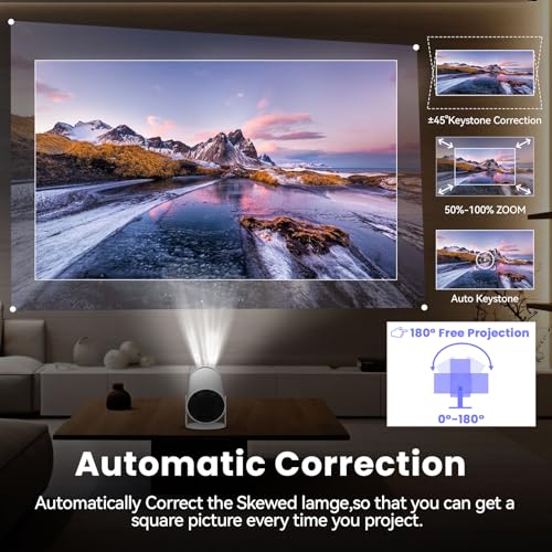 C Cosycost Mini Projector,Auto Keystone Correction Portable Projector 200 ANSI 4K Smart Projector with WiFi 6 BT 5.0 Screen Adjustment,180 Degree Flip,Built-in Android OS 11.0 Home Theater Projector
