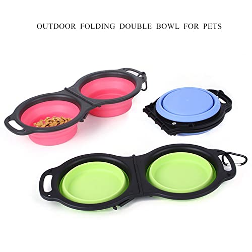 AHEGAS Dog Food Bowl Travel Silicone Double Pet Bowl ( Color : Blue )