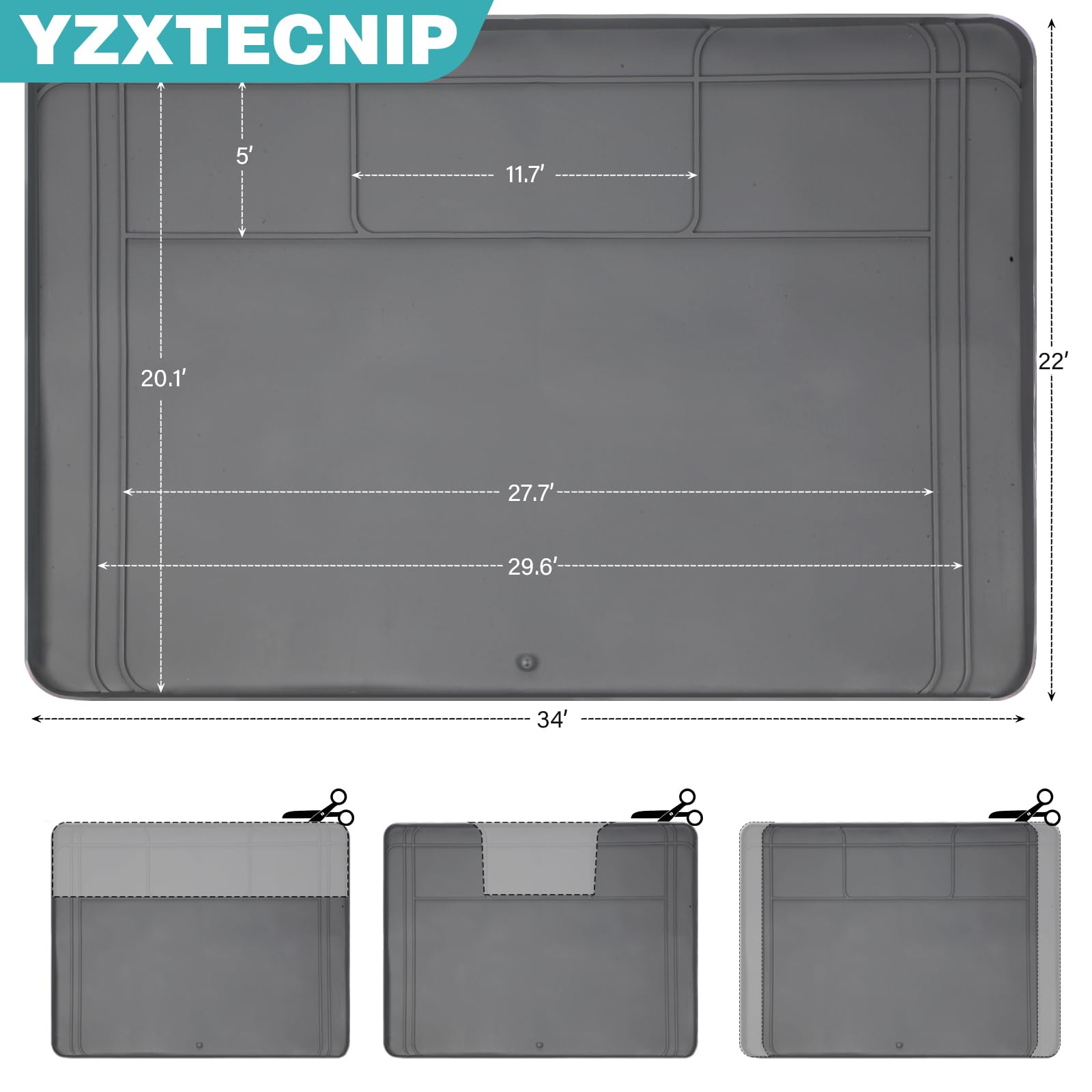 Under Sink Mat for Kitchen Waterproof, 34”x22”Or Smaller Cut to Fit Flexible Silicone Under Sink Liner with Drain Hole,Kitchen Bathroom Cabinet Organizer and Protector for Drips Leaks Spills