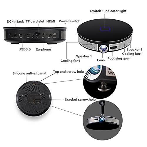 WDSD Portable DLP MINI Projector 12000mAh Battery 1280x720P Android -compatible Support 1080P 4K