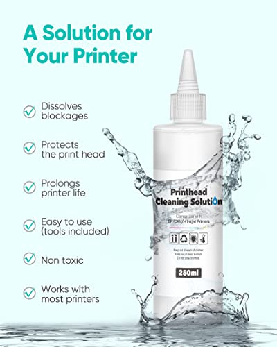 ecodot 250ML Printhead Cleaning Kit for HP, Epson, Canon, Brother & Lexmark Inkjet Printer- Large High Efficiency (Best-Printer-Certified)