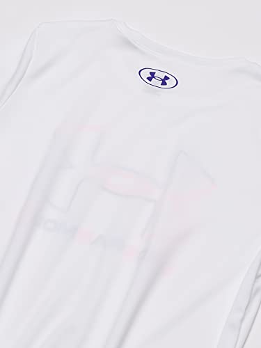 Under Armour girls Tech Big Logo Short Sleeve T-Shirt , (101) White / / Brilliant Violet , Youth Medium