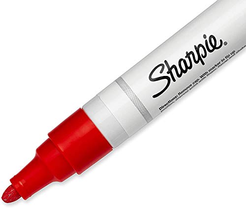 Sharpie Oil-Based Paint Marker, Medium Point, Red Ink, Pack of 3