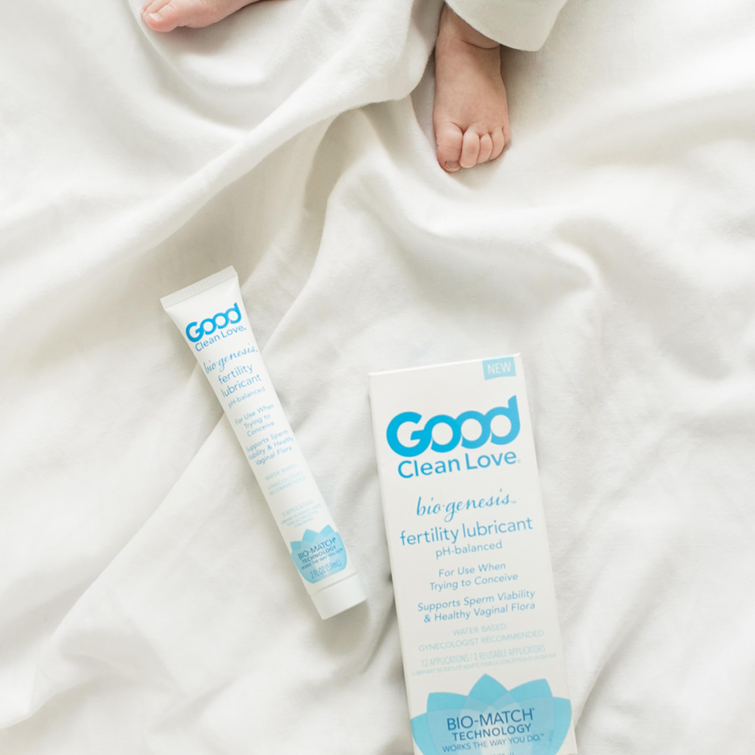 Good Clean Love Biogenesis Fertility-Friendly Lubricant, Water-Based Lube for Women & Couples Trying to Conceive, with Magnesium and Calcium Ions, Personal Lubricant, Safe for Toys, 2 Oz (2-Pack)