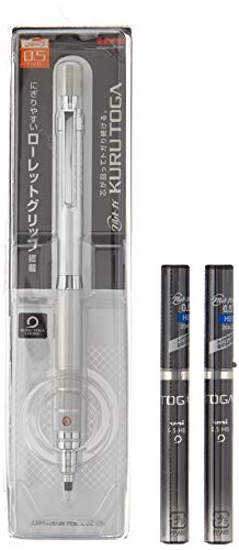 uni Mechanical Pencil Kuru Toga Roulette Model 0.5mm Silver (M510171P.26) 1set Mechanical Pencil Lead 0.5mm for Kuru Toga HB Black Case (U05203HB.24) 2set (M510171P.26+U05203HB.24)