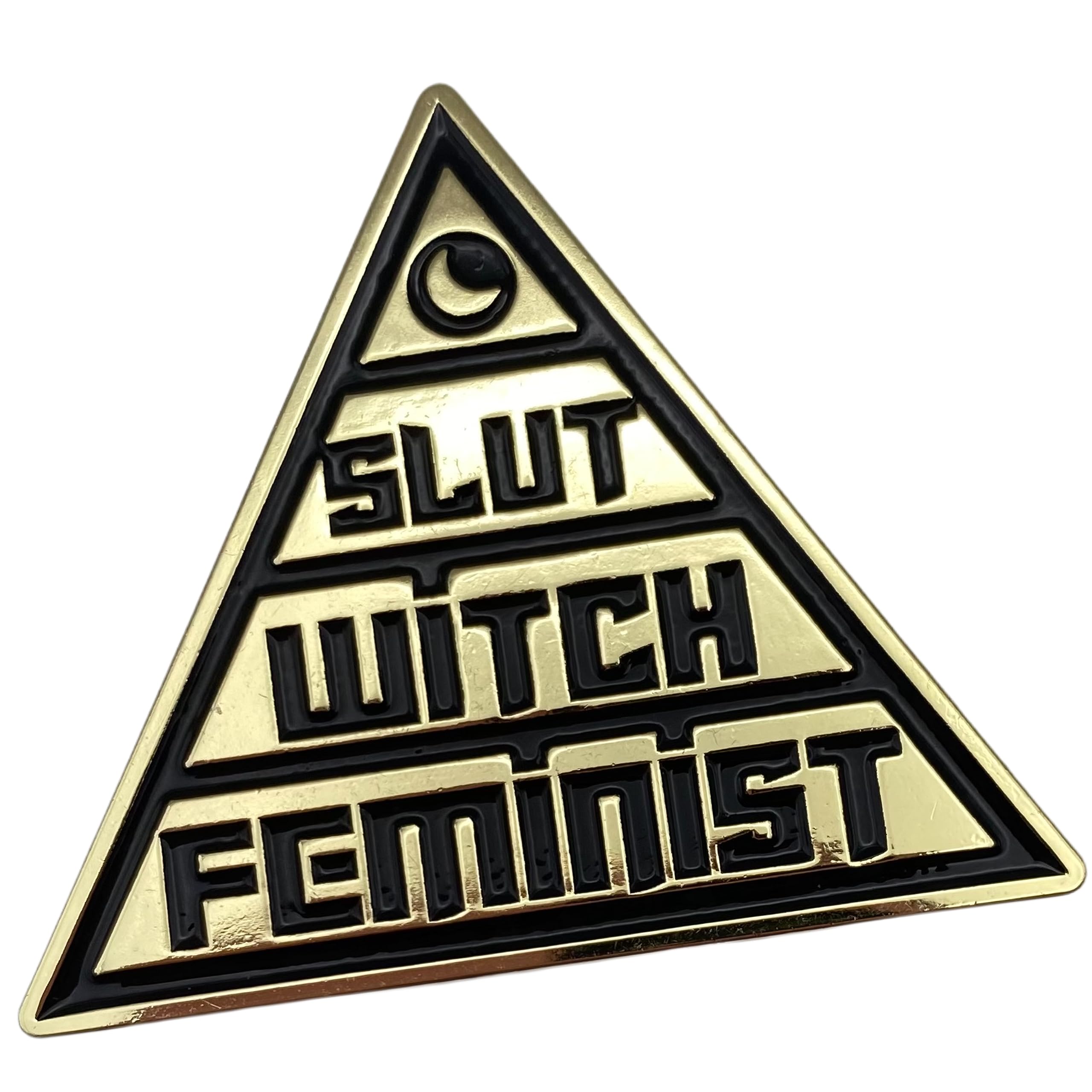 ADHD Witchery. Slut Witch Feminist Antique Brass Huge 2 Inch Pin Enamel Pin. Stamped with Sigil of Hecate On Back. Made For Witchy, Slutty, Freaks & Lovers. Wiccans, Pagans, Trans Witches, Queer Witches, Bi Witches, Intersectional Feminist Activists, Plea