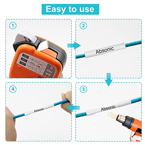 Absonic 3-Pack Compatible Label Tape Replacement for Brother Heat Shrink Tube Hse-251 HS-251 HS251 HSe251 24mm 0.94" Black on White P Touch 1 Inch for PT-D600 E500VP E550W P700 PT-P750WVP Label Maker