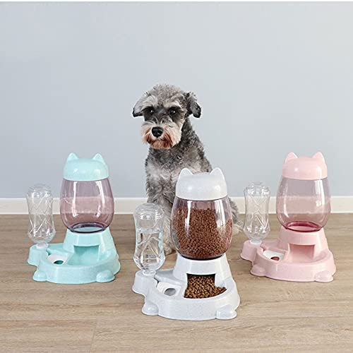 FUUIE Bowls for Food and Water Automatic Cat Drinking Water Dispenser Kitten Dog Food Bowl Waterer Non Wet Mouth Antioverturning Pet Feeding Container (Color : Blue)