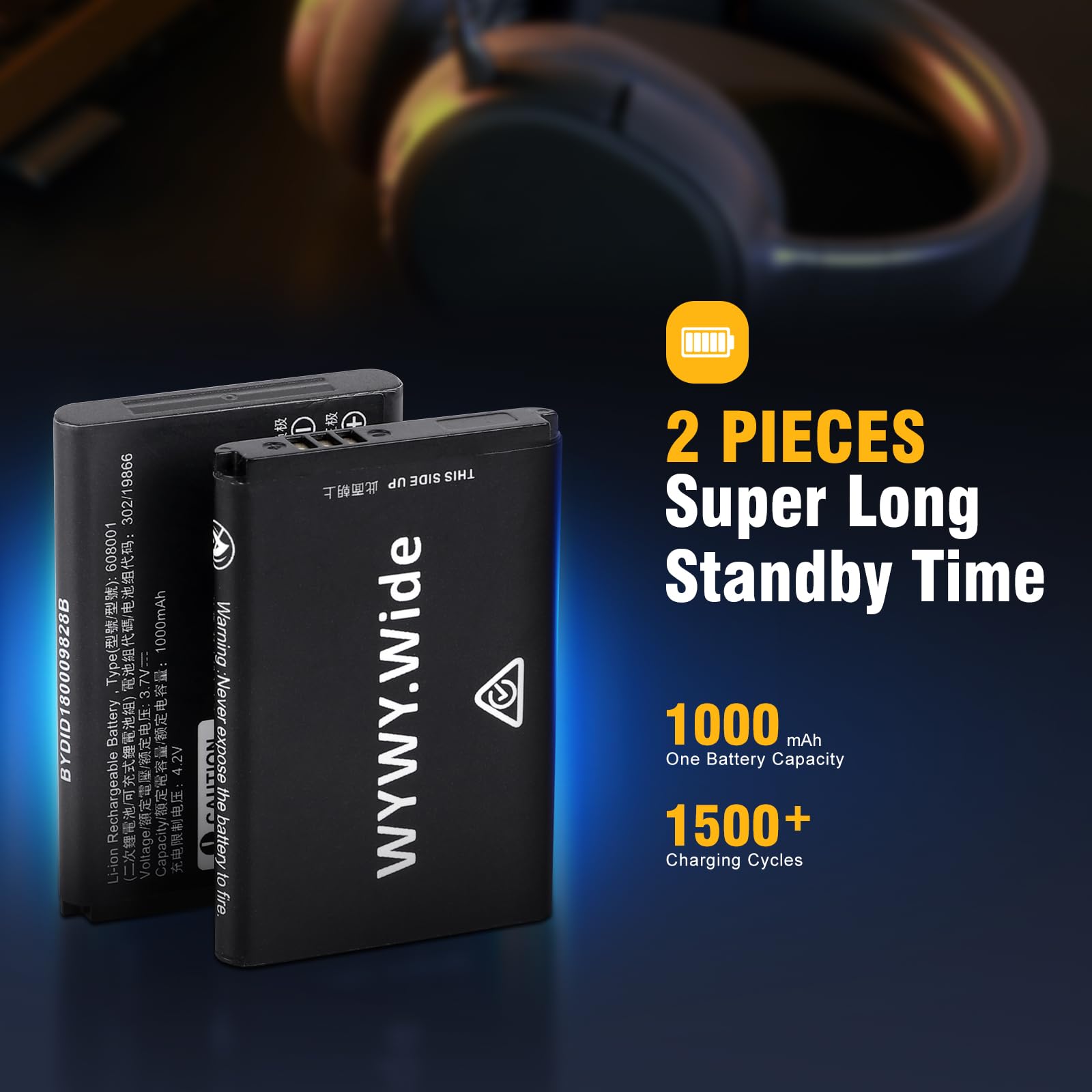 WYWY.Wide 2 Pack 1000mAh Battery Pack Compatible with Steelseries Arctis Pro Wireless, Siberia 800, Siberia 840 Wireless Gaming Headsets, 61298RX Headsets, H Wireless Gaming-Headset