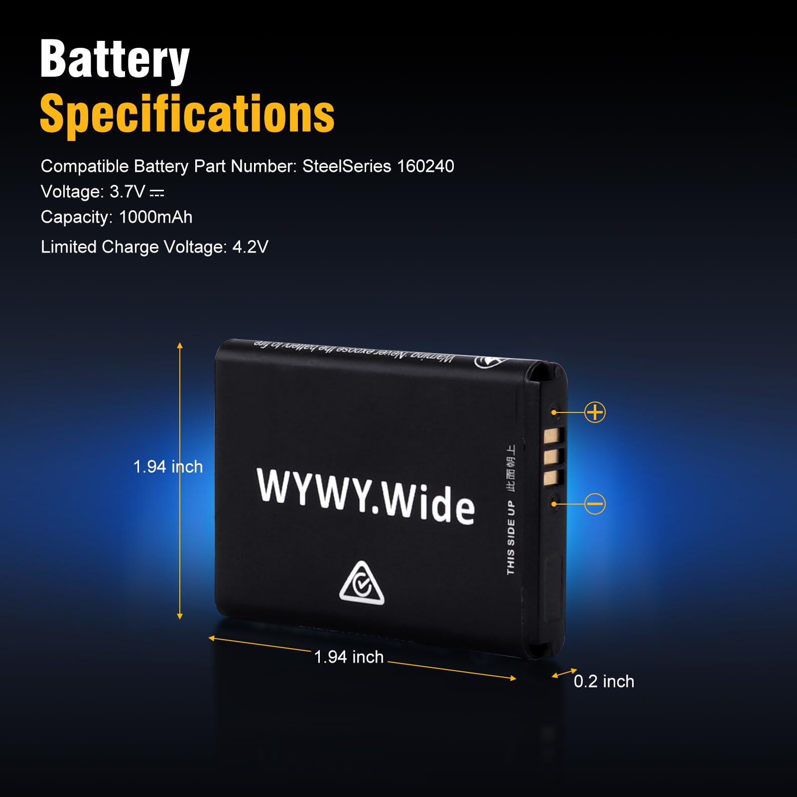 WYWY.Wide 2 Pack 1000mAh Battery Pack Compatible with Steelseries Arctis Pro Wireless, Siberia 800, Siberia 840 Wireless Gaming Headsets, 61298RX Headsets, H Wireless Gaming-Headset