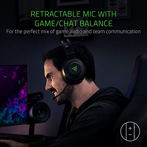 Razer Nari Wireless 7.1 Surround Sound Gaming Headset: THX Audio, Auto-Adjust Headband & Swivel Cups, Chroma RGB, Retractable Mic, For PC, PS4, PS5, Black