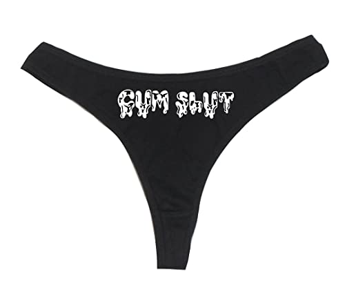 Dirty Girl Undies The Cum Slut Women's High Rise Sexy Thong, Dirty Undies! Medium Black