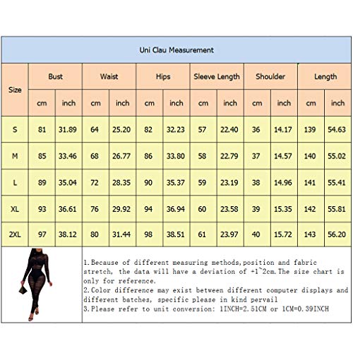 Uni Clau Women One Piece Outfits Mesh Sheer Bodycon Jumpsuit Long Sleeve See Through Party Catsuit Jumpsuits Black S