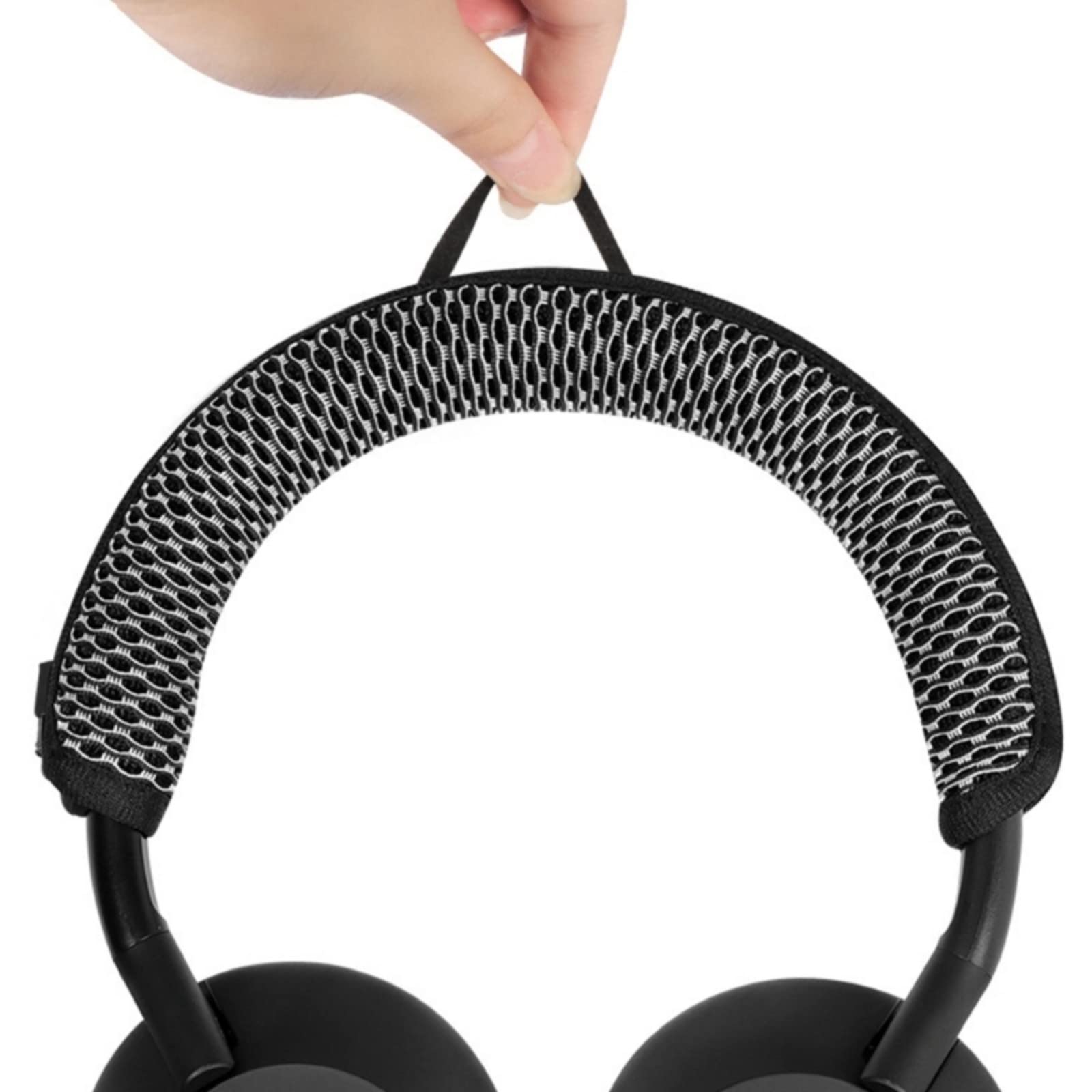 Ferbao Headband Cover Head Beam Protective Sleeve Compatible with Sony WH-1000XM5 Headphones,Headband Protector with Zipper Cushion and Hanger (Black+White)