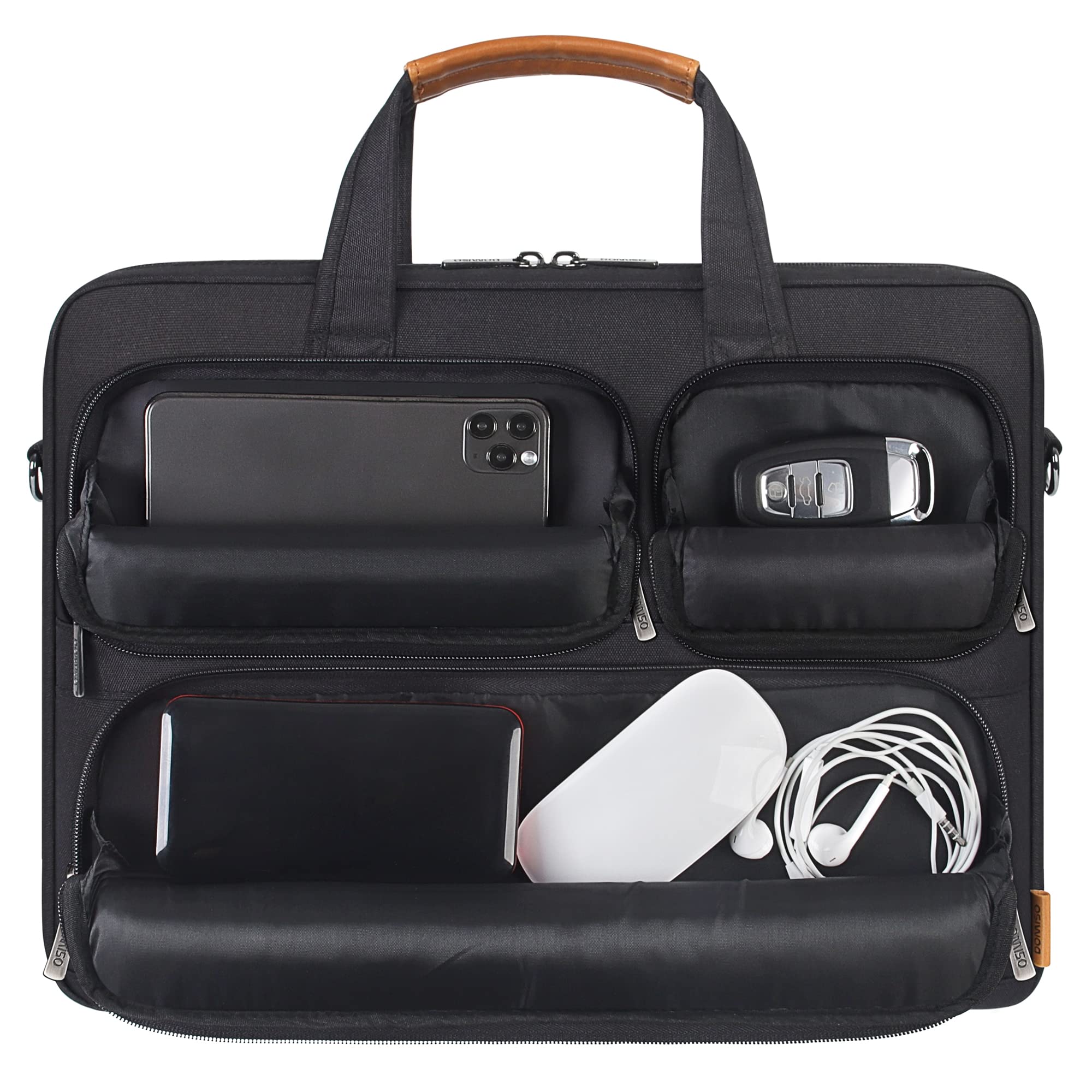 DOMISO 17-17.3 Inch Laptop Bag Business Briefcase with Shoulder Strap Messenger Bag Compatible with 17" Laptops/17.3" HP Pavilion/MSI GS73VR Stealth Pro/Dell Inspiron 17/Acer/ASUS,Black