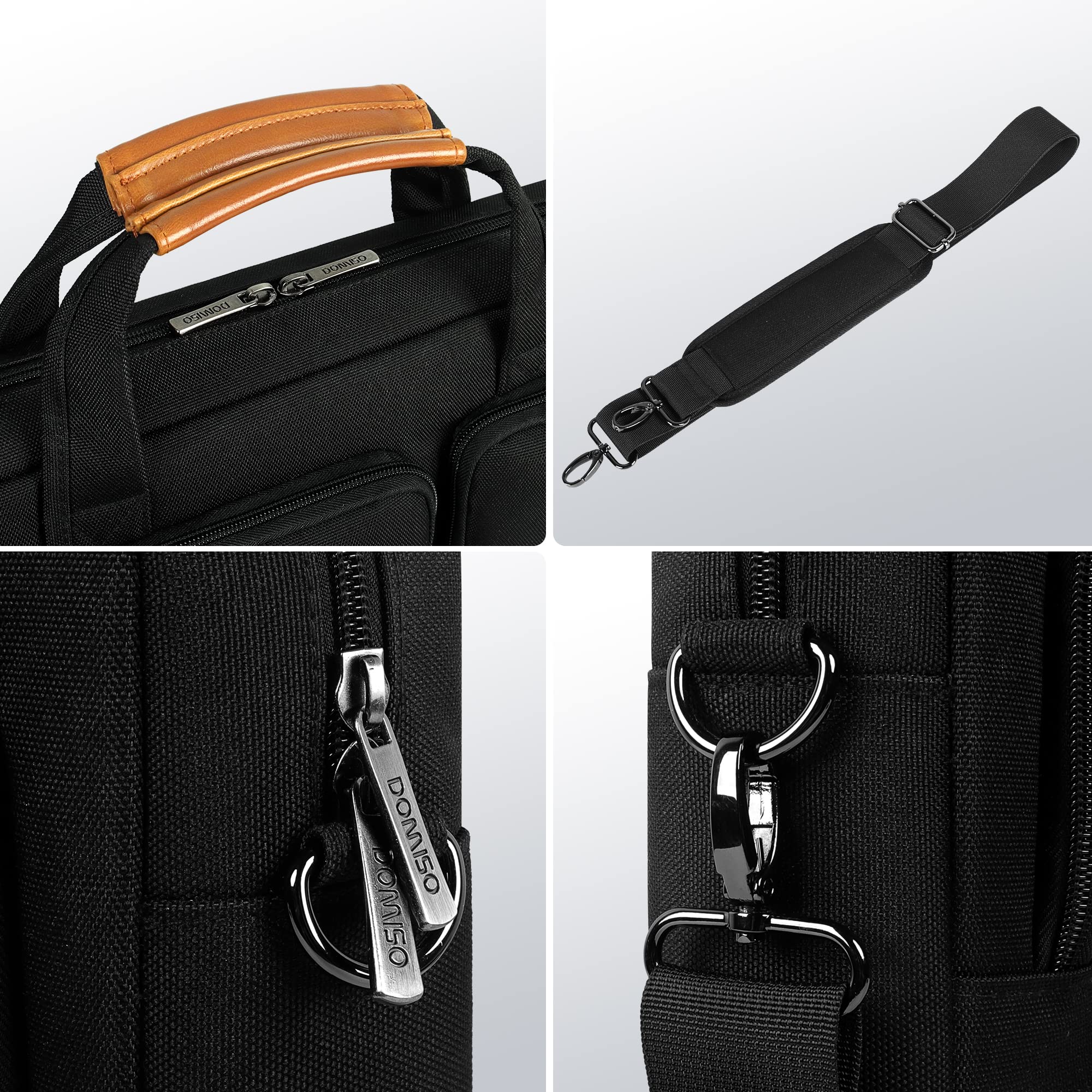 DOMISO 17-17.3 Inch Laptop Bag Business Briefcase with Shoulder Strap Messenger Bag Compatible with 17" Laptops/17.3" HP Pavilion/MSI GS73VR Stealth Pro/Dell Inspiron 17/Acer/ASUS,Black