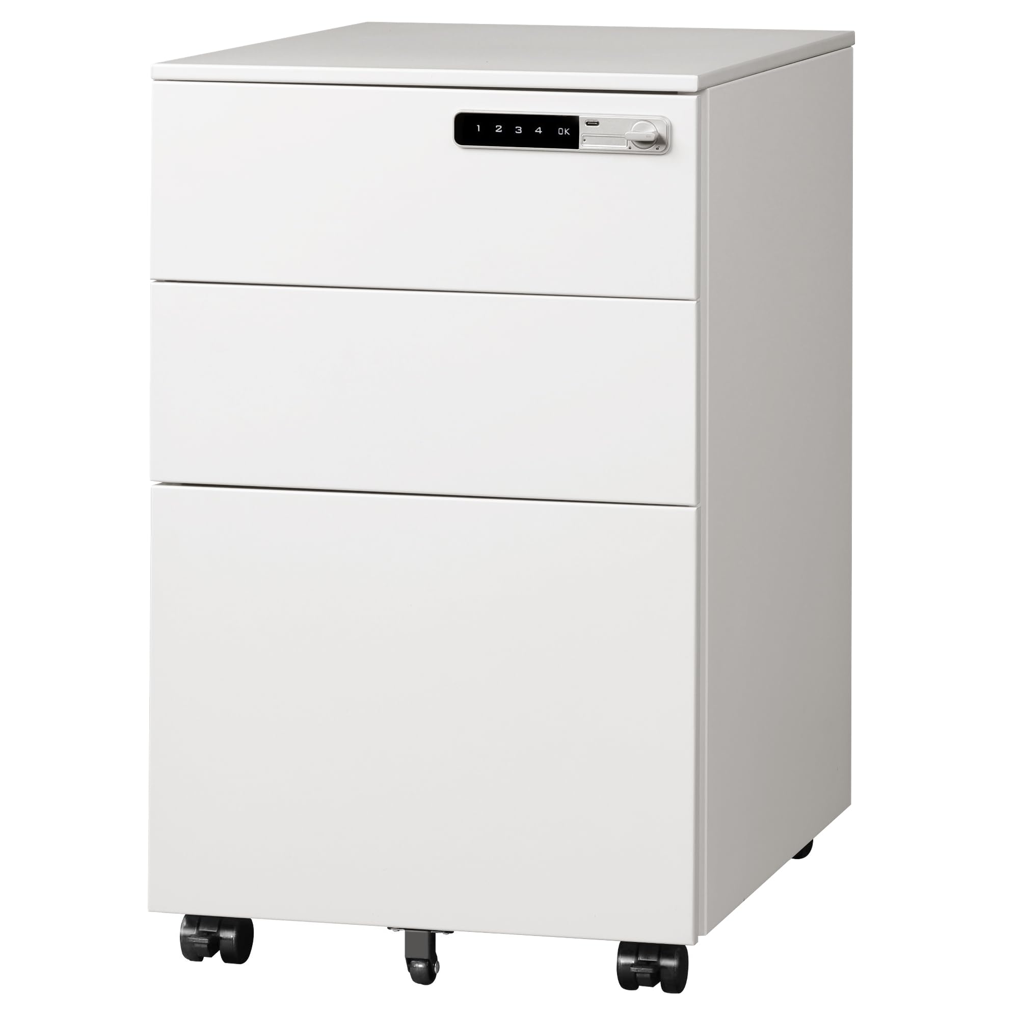 DEVAISE 3-Drawer Mobile File Cabinet with Smart Lock, Pre-Assembled Steel Pedestal Under Desk, White