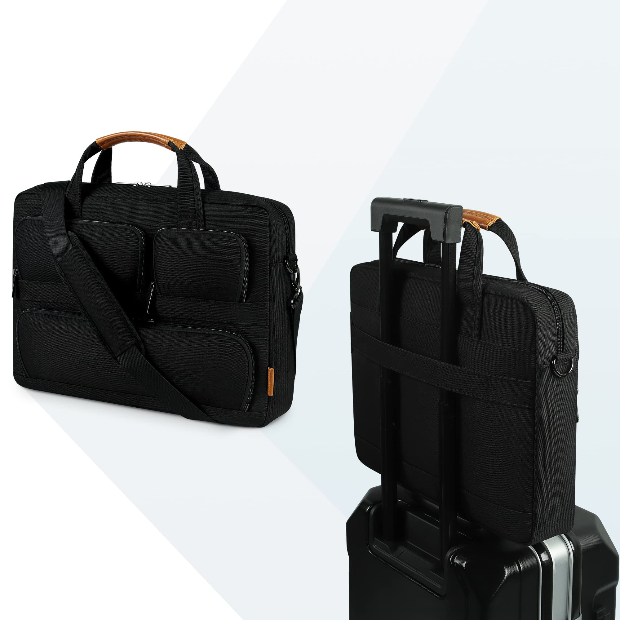 DOMISO 17-17.3 Inch Laptop Bag Business Briefcase with Shoulder Strap Messenger Bag Compatible with 17" Laptops/17.3" HP Pavilion/MSI GS73VR Stealth Pro/Dell Inspiron 17/Acer/ASUS,Black