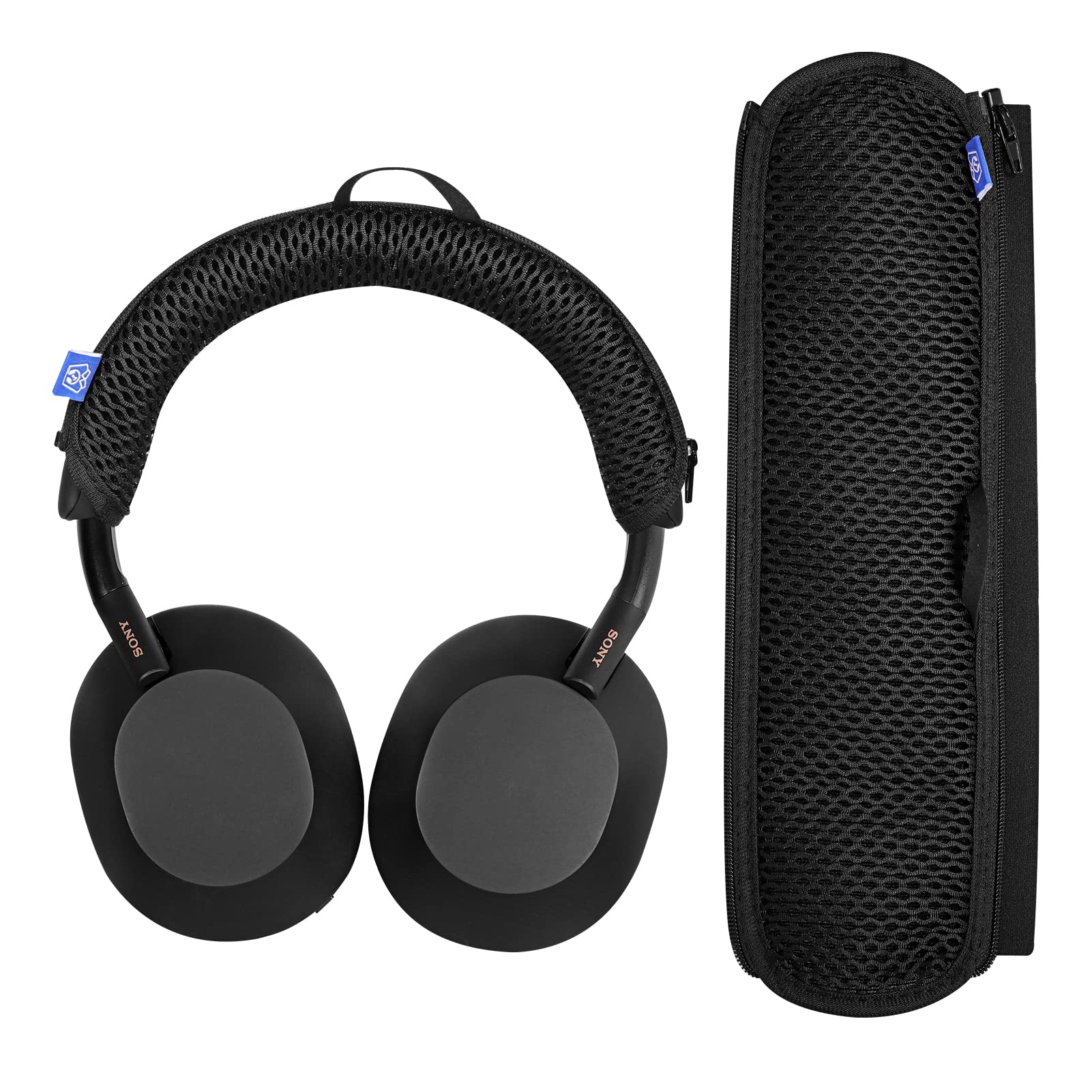 JHK Replacement Headphone Headband Covers for Sony WH-1000xm5 Headsets, Hook and Loop Headband Cover/Headband Protector Headband Cushion Easy Installation No Tool Needed(Black)