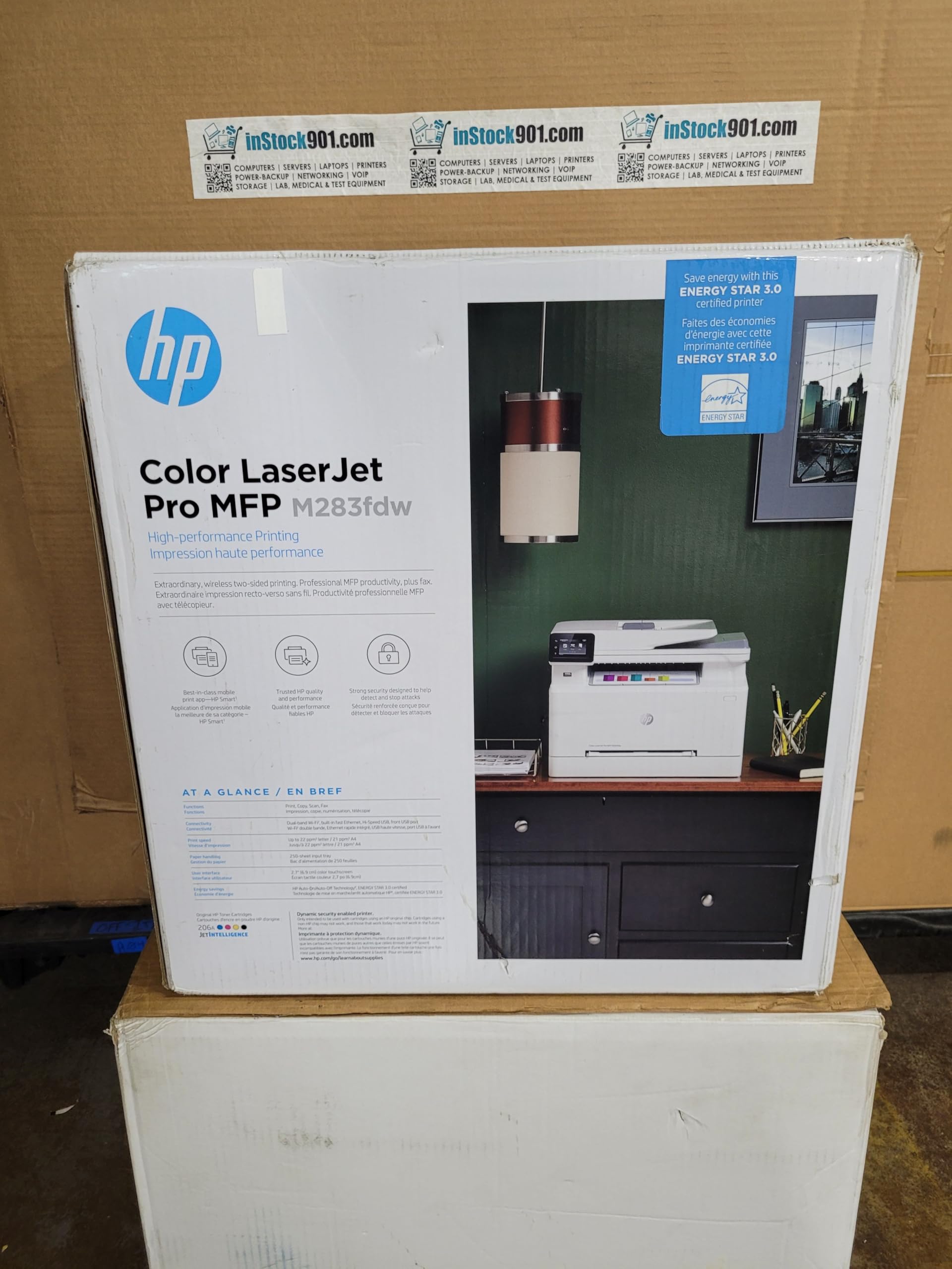 HP Laserjet Pro MFP M283fdw Wireless All-in-One Color Laser Printer, Mobile Print&Scan&Copy&Fax, Duplex Print, 22ppm, 2.7" Touchscreen, Wi-Fi, Compatible with Alexa(7KW75A), Lanbertent Printer Cable