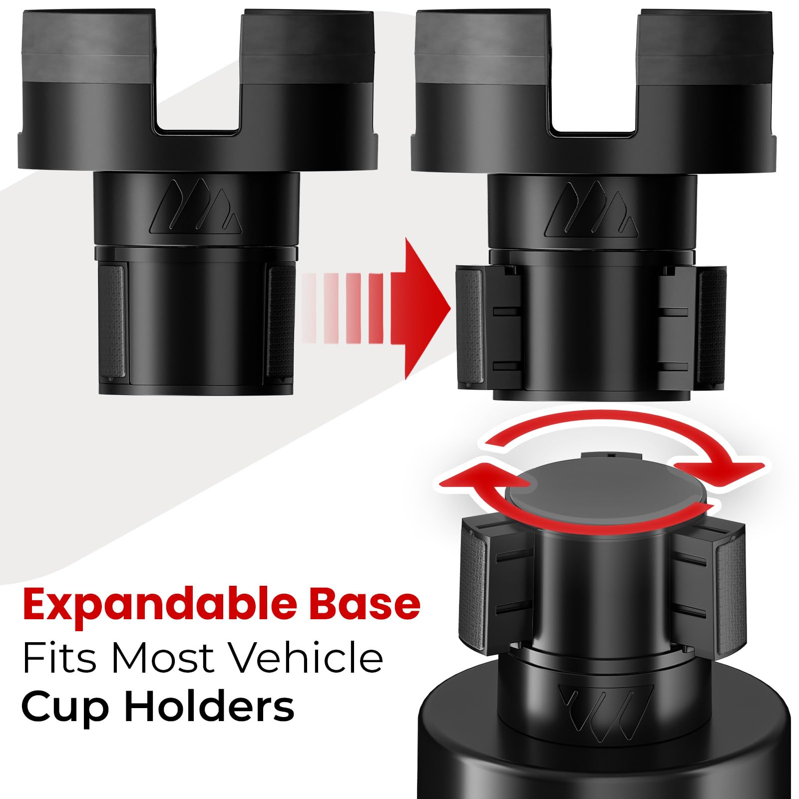 Integral Mug Integrator Expandable Mug Holder - YETI 14oz Rambler Cup Holder - Coffee Mug Car Cup Holder Expander with Adjustable Base - Rubber Tabs Hold Most Coffee Mugs Ramblers 10oz