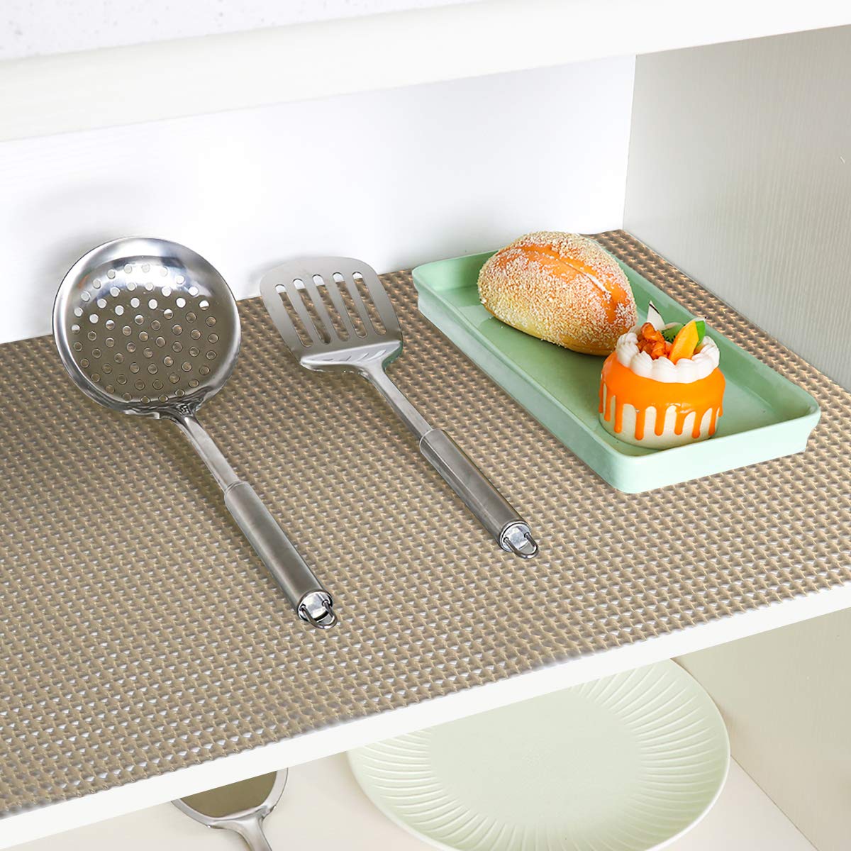 KOLOX 20 inch Shelf Liner for Kitchen Cabinets, Non Slip Shelf Paper & Drawer Liner, Non Adhensive White Drawer Liner 20 inch x 10 ft, Shelves Liner Strong Grip Liner for Kitchen