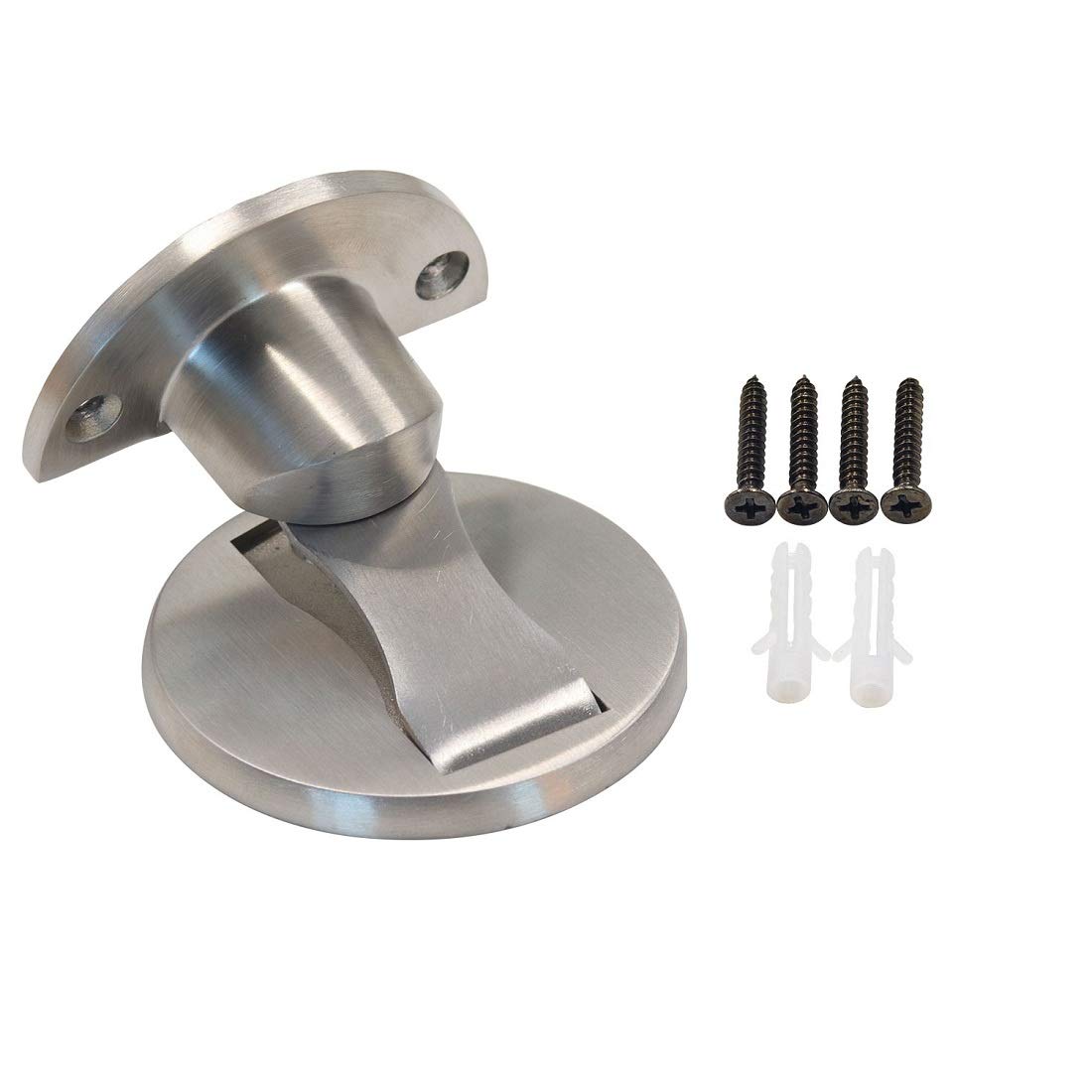 Door Stop, Magnetic Door Catch Doorstop Heavy Duty Brushed Finish with Screw Mount 304 Stainless Steel --Silver
