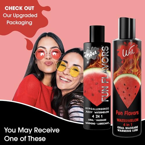 Wet Flavored Tasty Warming Lube Sampler (5- Pack), Five 1 Oz Bottles, Premium Personal Lubricant, for Men, Women and Couples, Ideal for Foreplay, Paraben Free, Gluten Free, Stain Free, Sugar Free