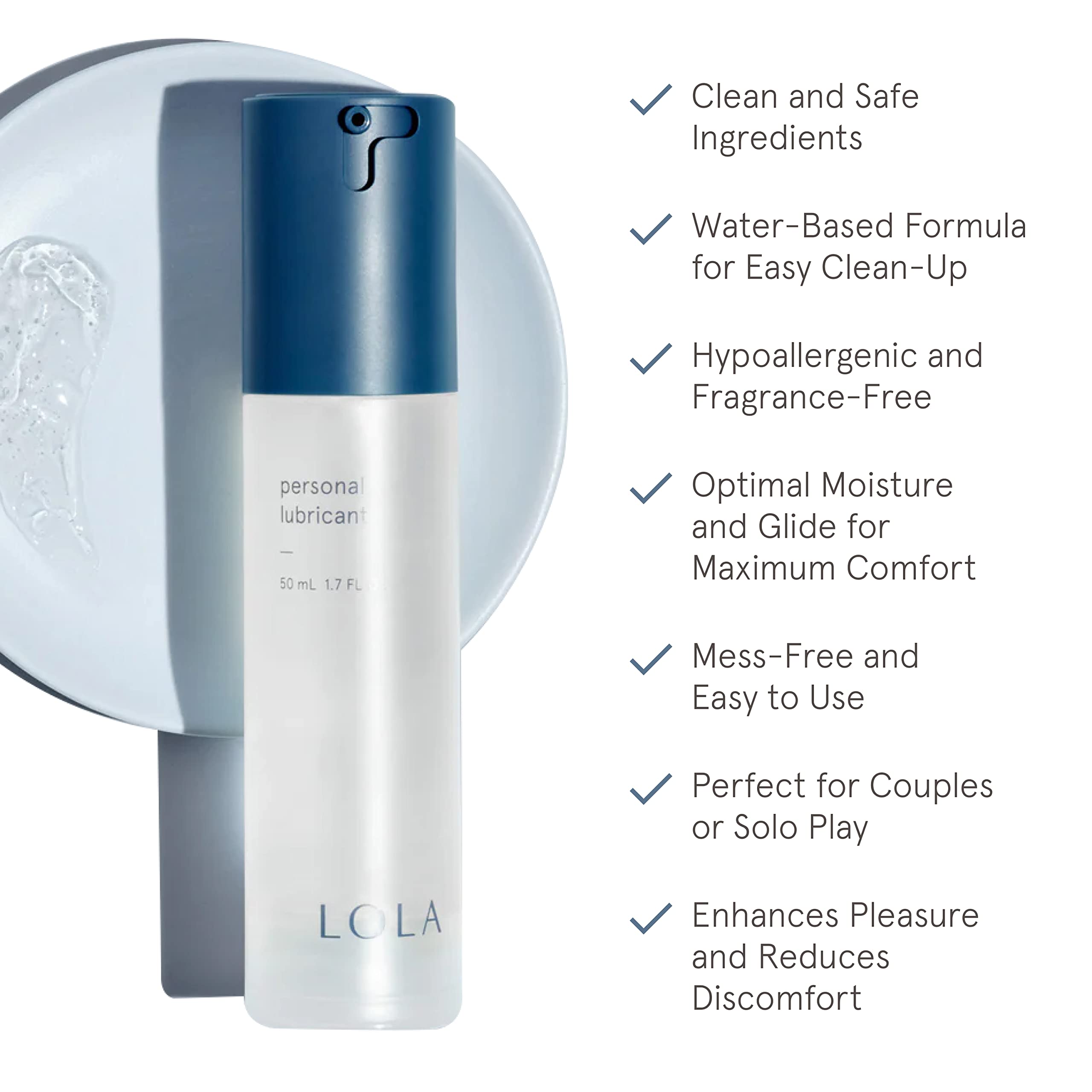 LOLA Personal Lubricant - Water-Based Lube for Couples, Unscented Lubricant & Sex Lubricant, Natural, Anal Safe for Women & Men, Water Based Lubrification