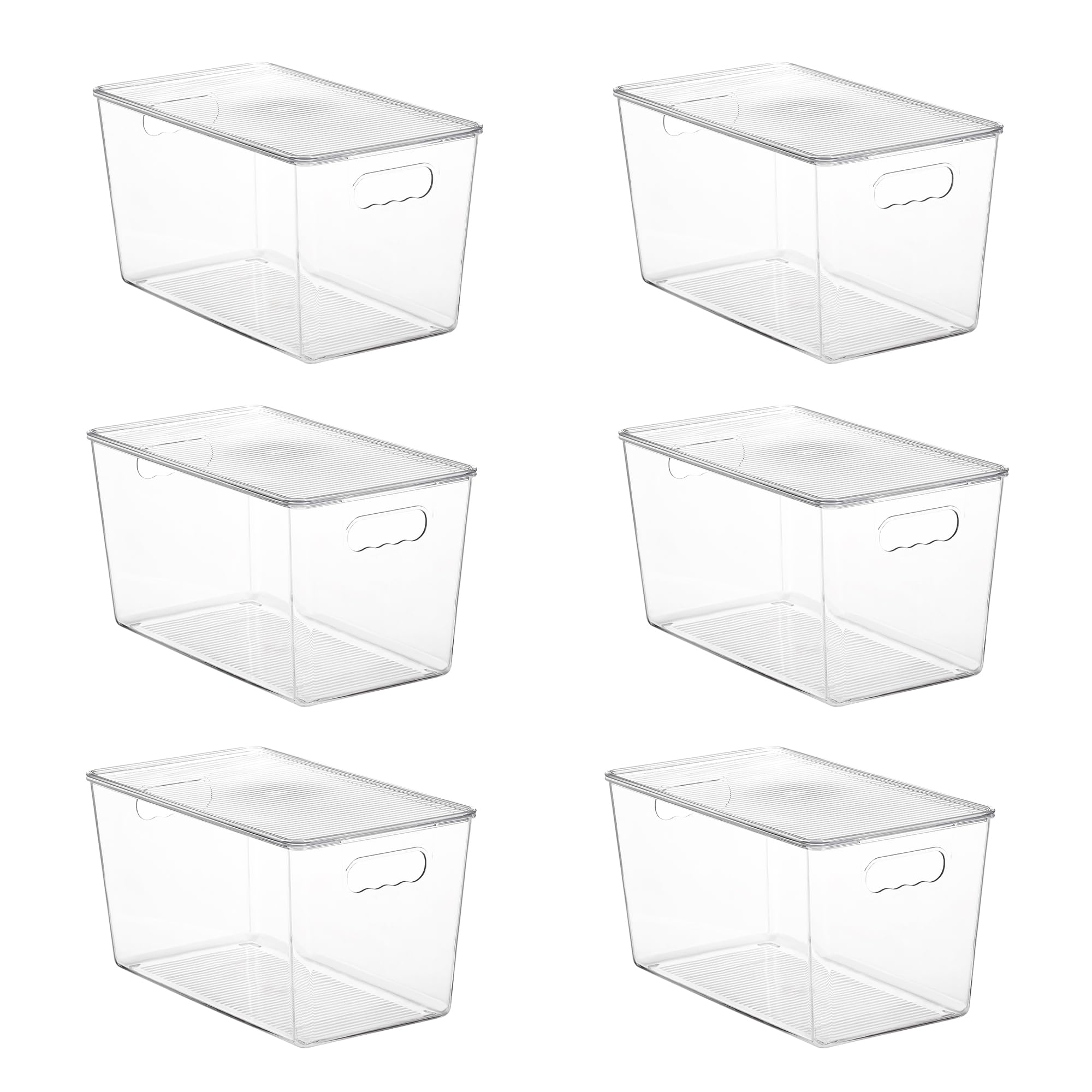 Vtopmart 6 Pack Clear Stackable Storage Bins with Lids,XLarge Plastic Containers with Handle for Pantry Organizer and Storage,Perfect for Kitchen,Fridge,Cabinet, Closet,Bathroom Organization