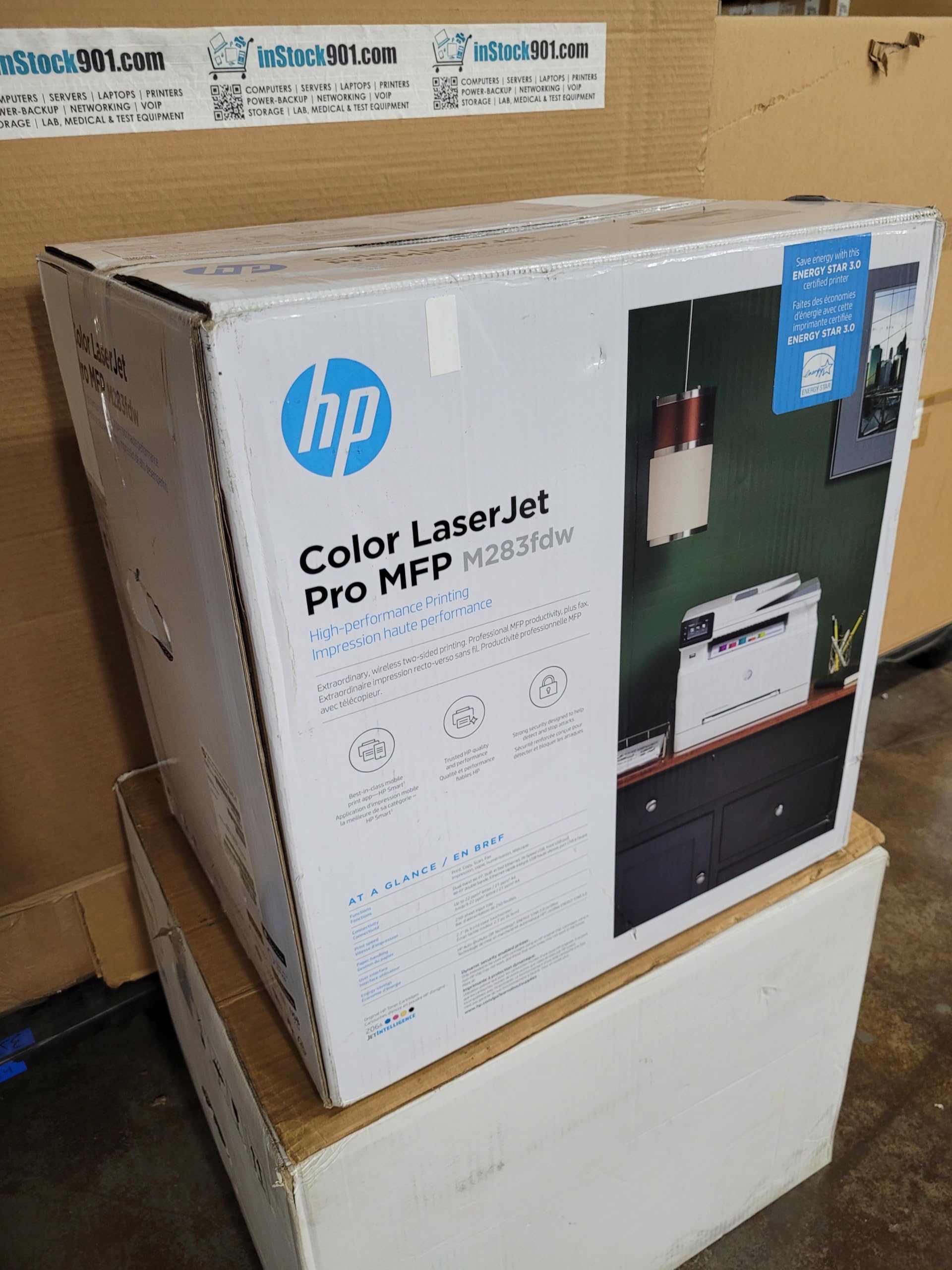 HP Laserjet Pro MFP M283fdw Wireless All-in-One Color Laser Printer, Mobile Print&Scan&Copy&Fax, Duplex Print, 22ppm, 2.7" Touchscreen, Wi-Fi, Compatible with Alexa(7KW75A), Lanbertent Printer Cable