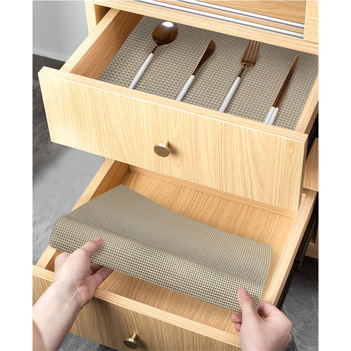 KOLOX 20 inch Shelf Liner for Kitchen Cabinets, Non Slip Shelf Paper & Drawer Liner, Non Adhensive White Drawer Liner 20 inch x 10 ft, Shelves Liner Strong Grip Liner for Kitchen