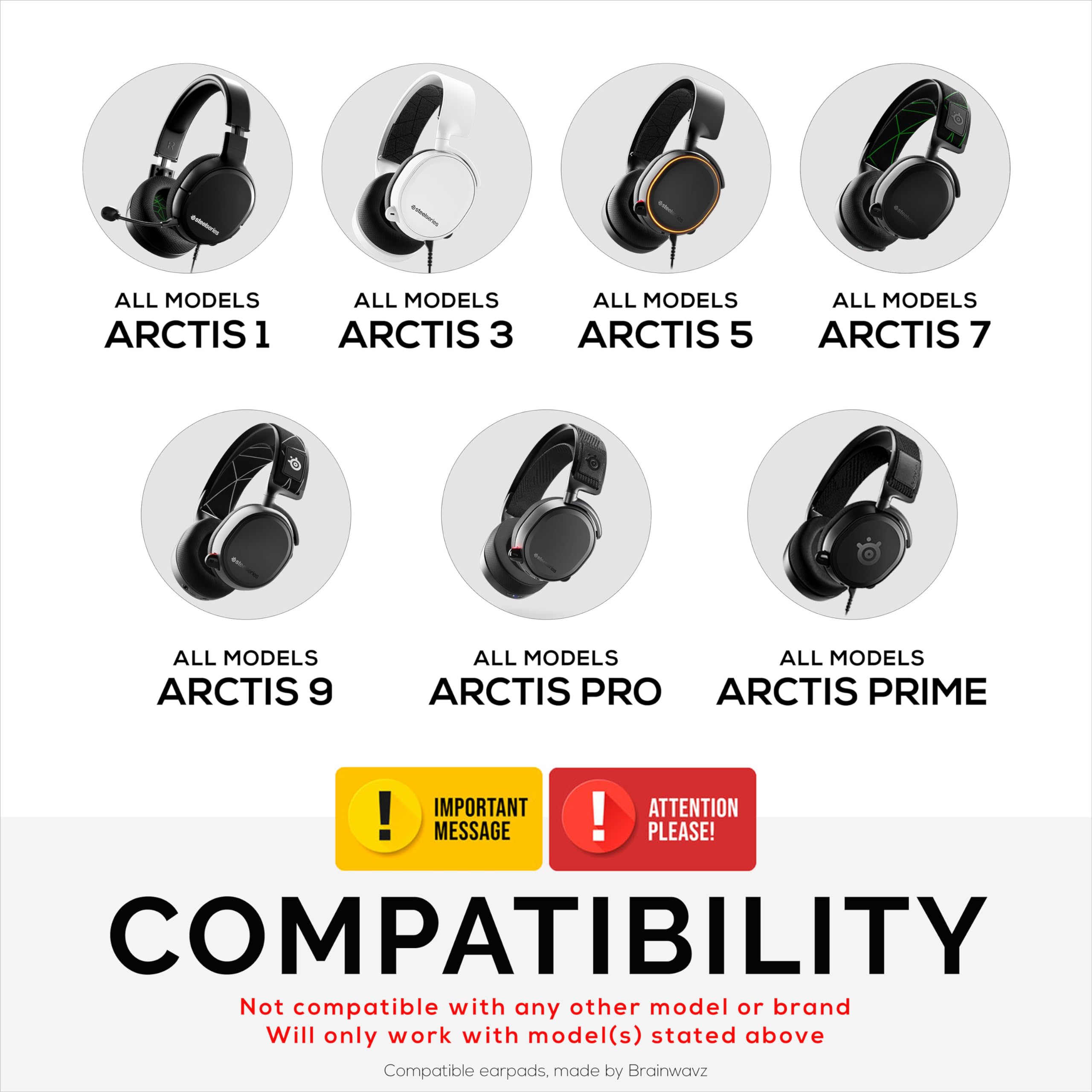 SteelSeries Arctis Earpads - Memory Foam & PU Leather (White) for Arctis 1, 3, 5, 7, 9X, Pro & Prime Headsets