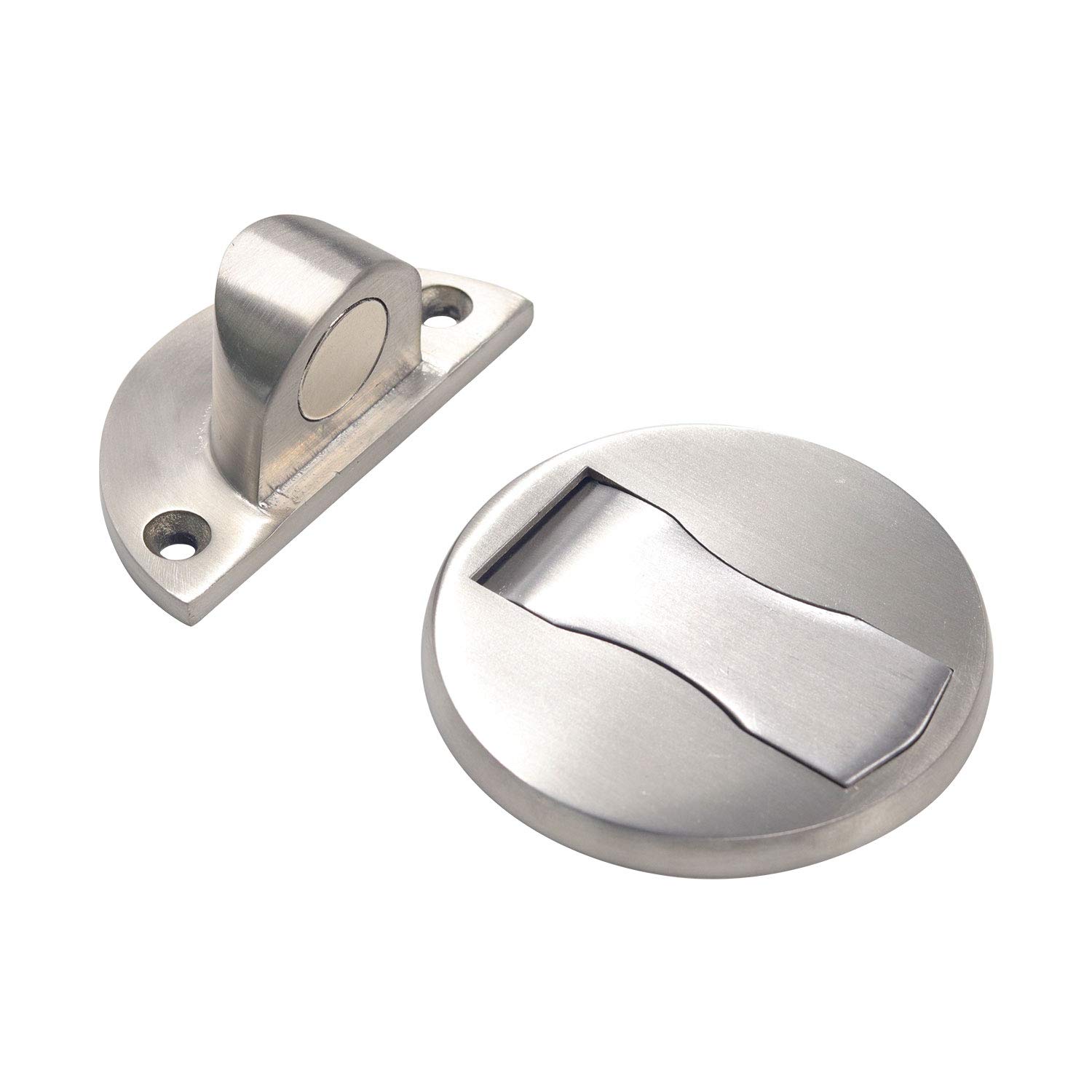 Door Stop, Magnetic Door Catch Doorstop Heavy Duty Brushed Finish with Screw Mount 304 Stainless Steel --Silver