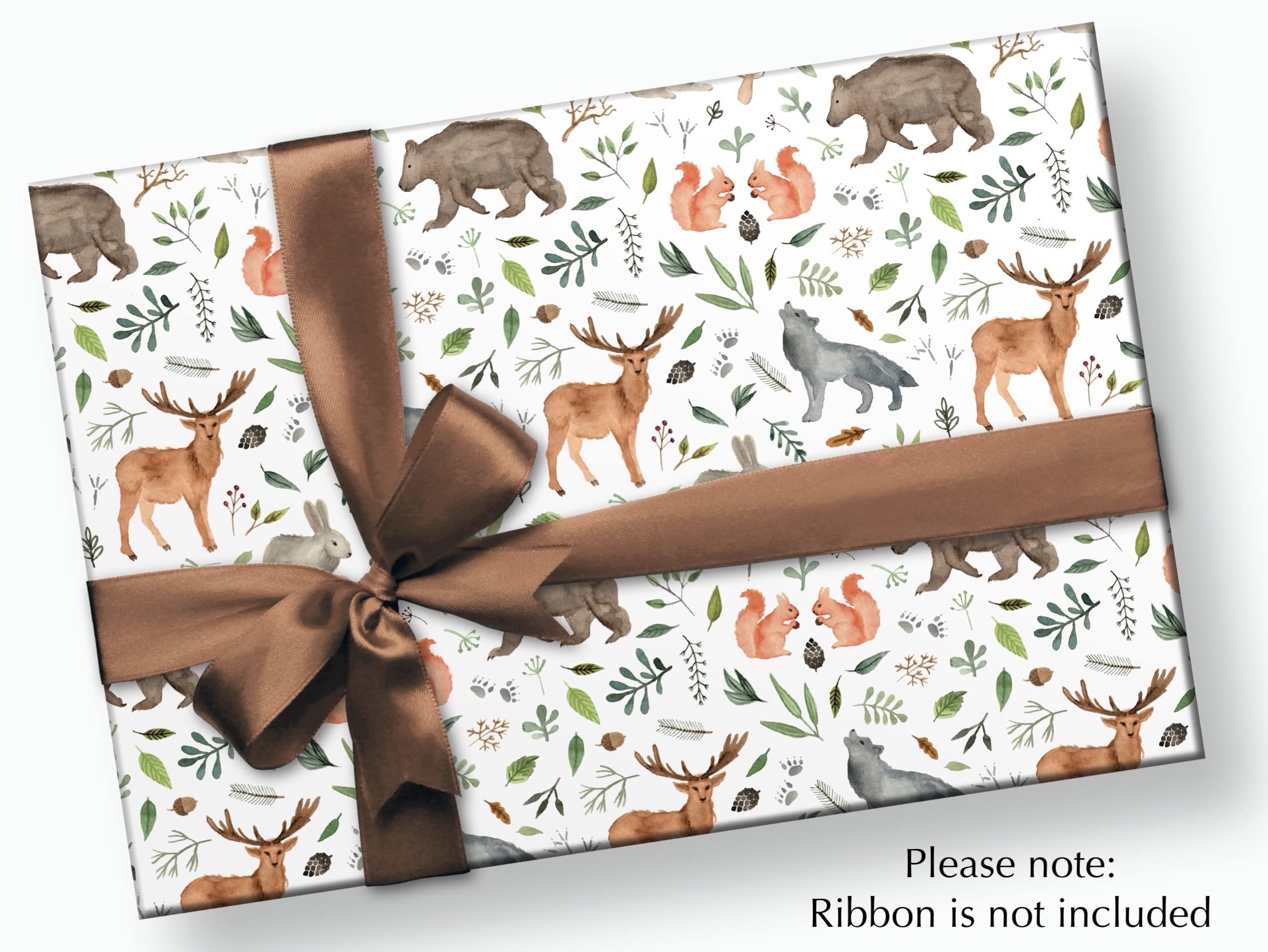 Stesha Party Woodland Wrapping Paper Forest Animal Baby Gift Wrap - 30 x 20 Inch (3 Sheets)