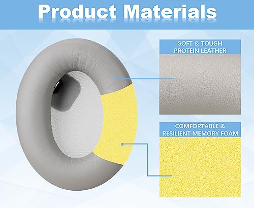 PhantAccy Replacement Ear Pads Cushions for Sony WH-1000XM4 Noise Canceling Headphones, with Soft-Touch Leather, Breathable Noise Isolation Memory Foam, Long-Lasting Comfort, Easy Installation (Gray)