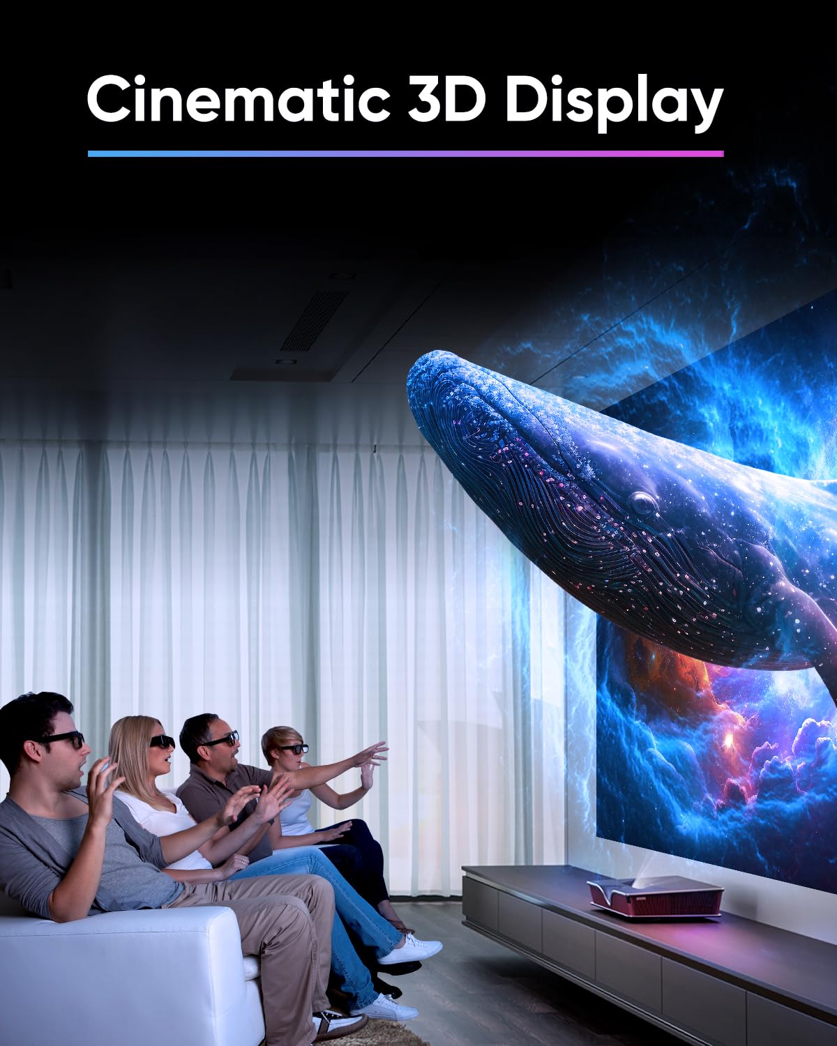 NOMVDIC P2000 Ultra Short Throw 4K Triple Laser Projector, 2500 ANSI Lumen, 50W Speaker, Dolby & DTS Support, 3D, HDR10, UST Projector Laser TV for Home Cinema (Fire TV Stick 4K Max Included)