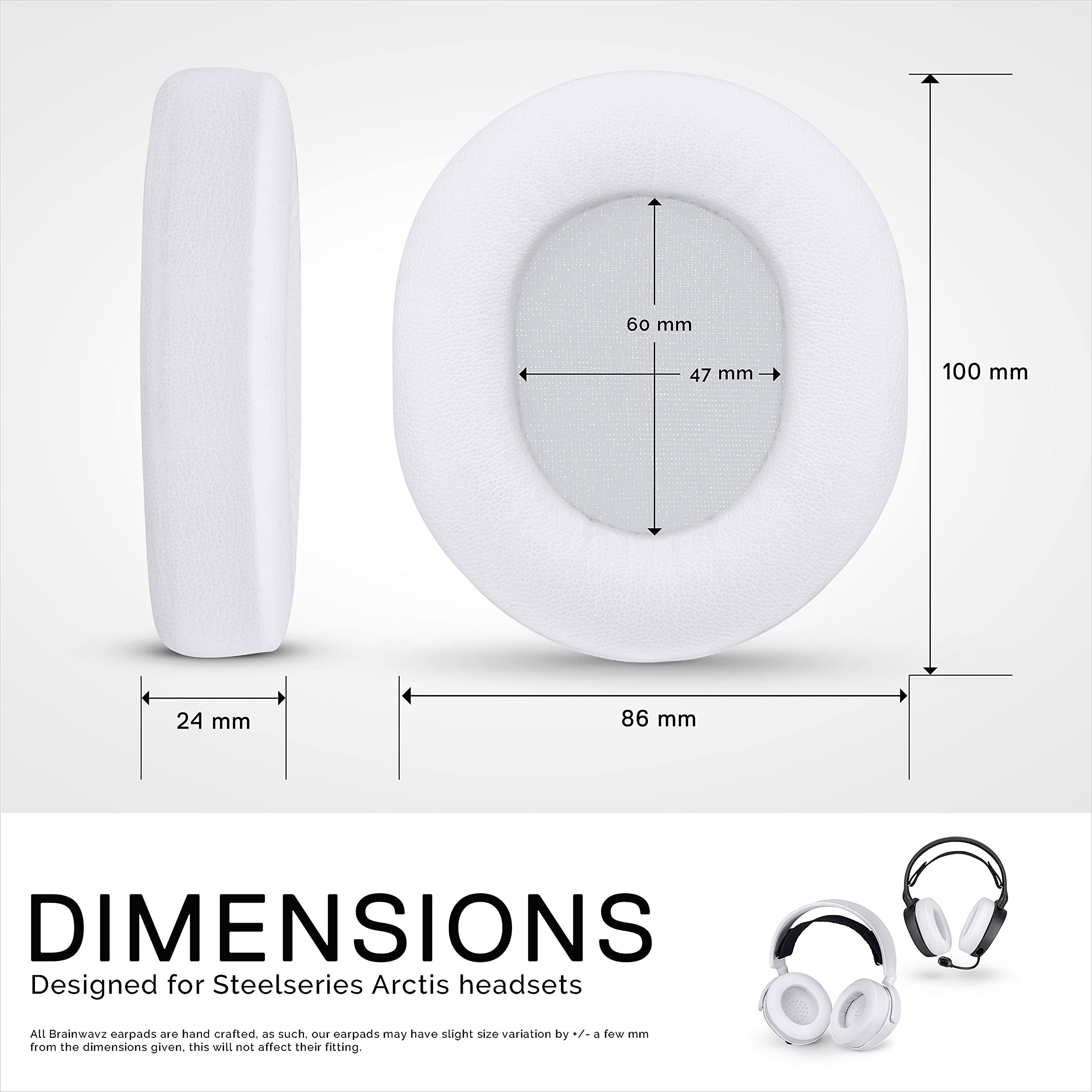 SteelSeries Arctis Earpads - Memory Foam & PU Leather (White) for Arctis 1, 3, 5, 7, 9X, Pro & Prime Headsets