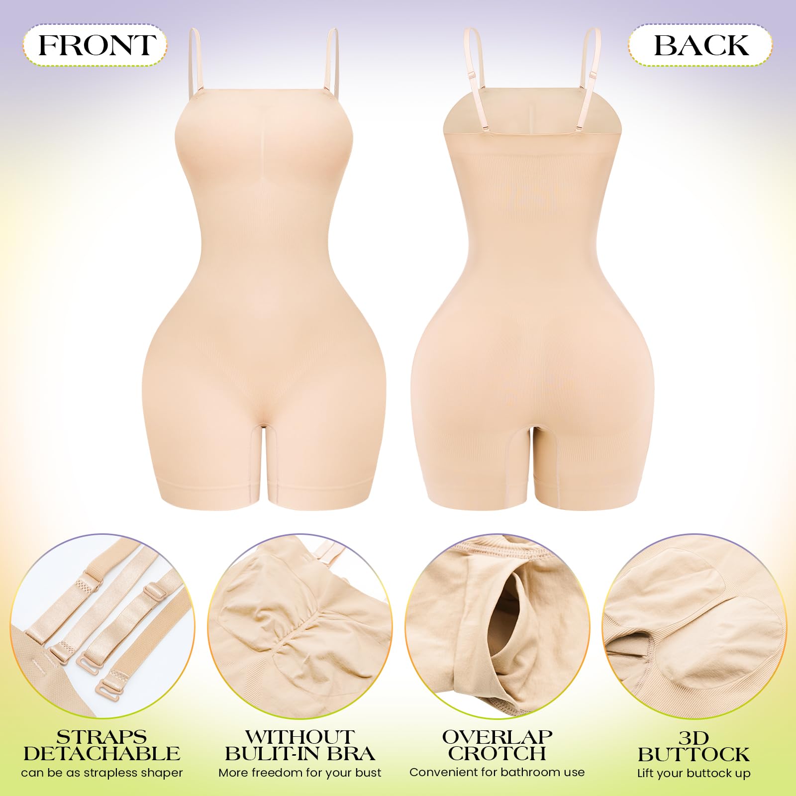 Strapless Shapewear Bodysuit for Women Tummy Control Full Body Shaper Snacthed Bodysuit Seamless Under Dresses