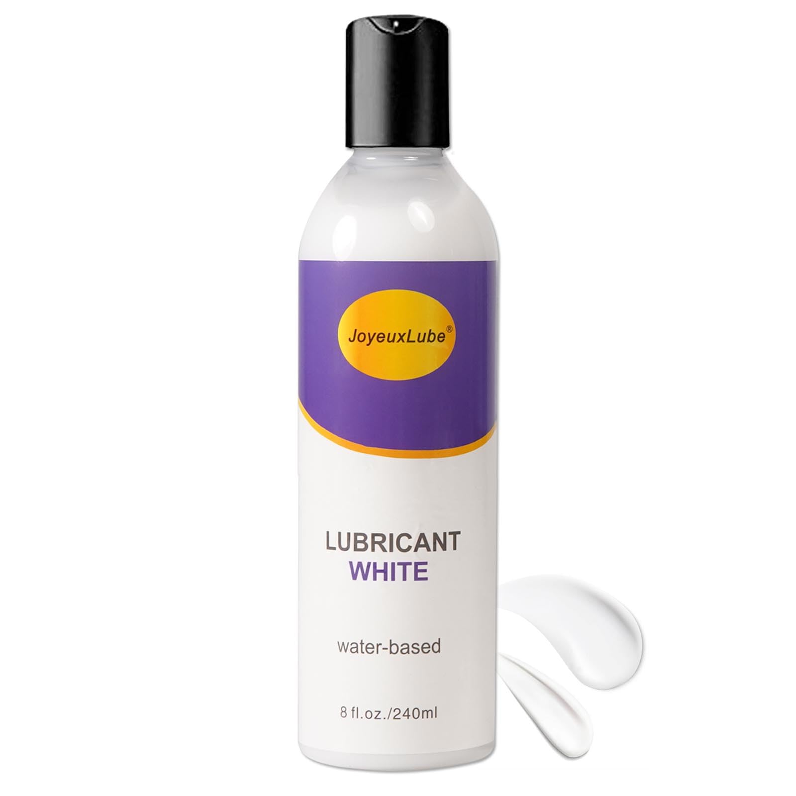 JoyeuxLube Water-Based White Lube 8 fl. oz/240ml Creamy Unscent Natural Gel Glide Lubricant Long Lasting Smooth Slippery for Men Women Couples with Discreet Package