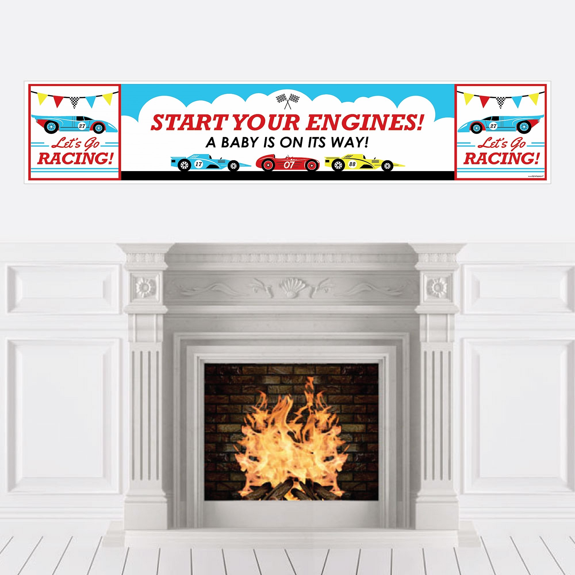 Big Dot of Happiness Let’s Go Racing - Racecar - Baby Shower Race Car Decorations Party Banner