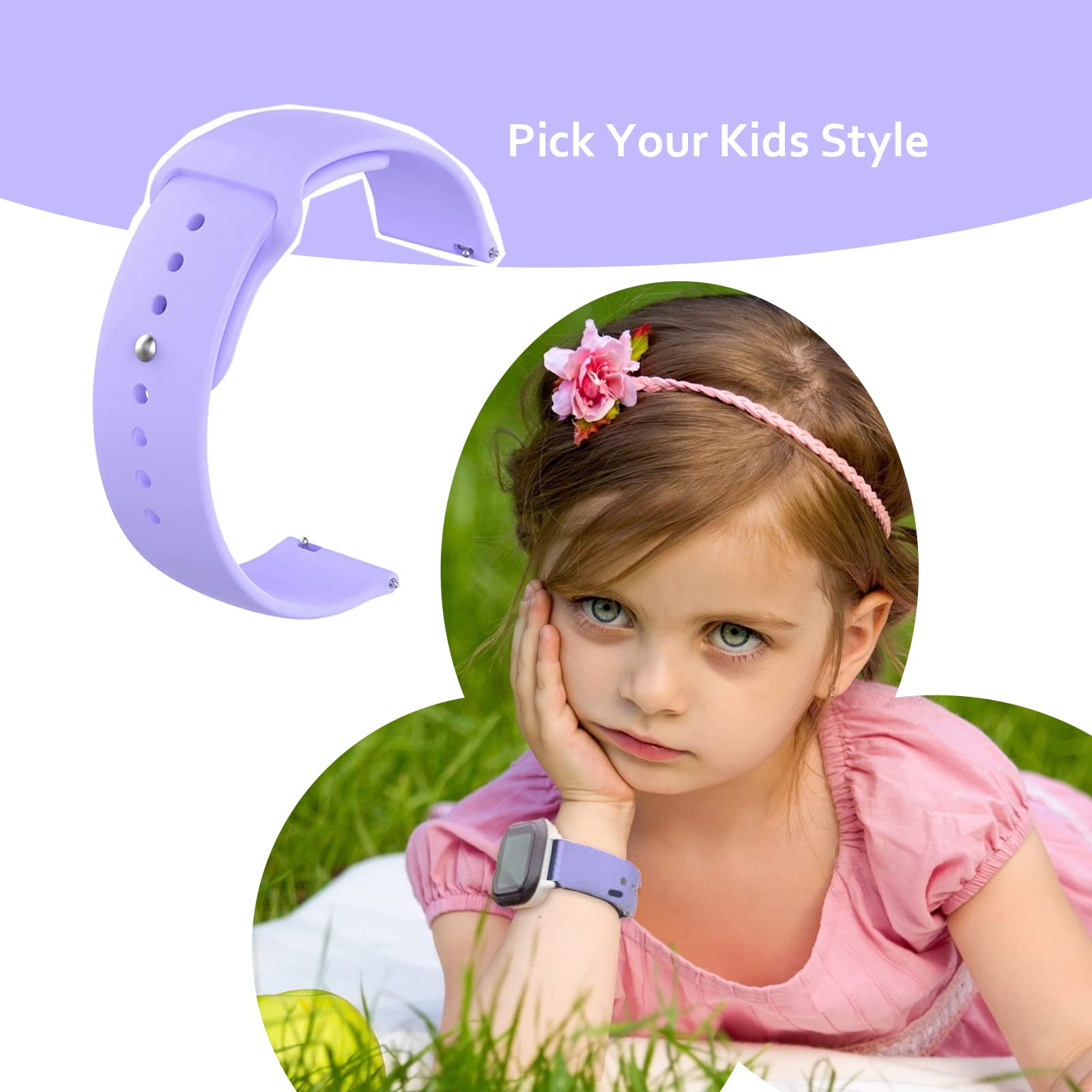 NewJourney Compatible with SyncUP Kids Watch Band, 3Pack Bands Compatible with Tmobile Sync UP Kids Watch Band, Soft Silicone Sport 20mm Watch Band Replacement (Pink/Purple/Light White)