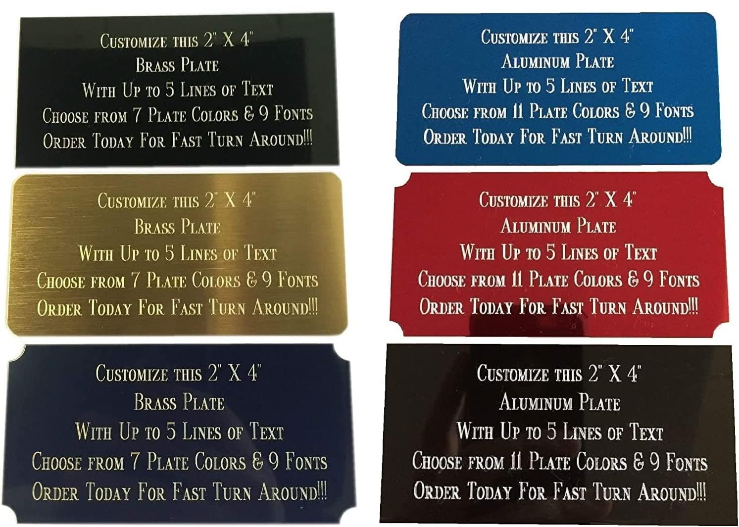Custom Personalized Engraved Brass/Aluminum Name Plate Plaque Art Label Tag Gift Trophy 2x4 / 2x6 / 3x6 inch