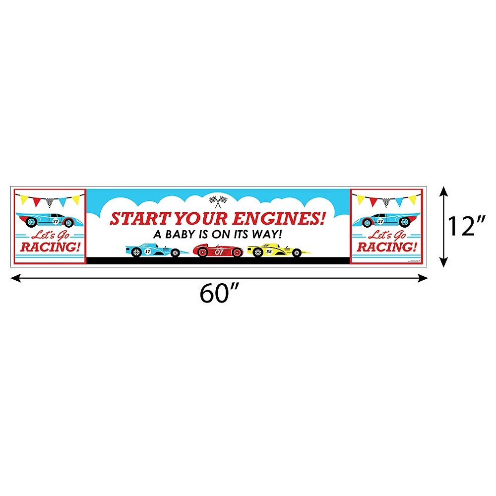 Big Dot of Happiness Let’s Go Racing - Racecar - Baby Shower Race Car Decorations Party Banner
