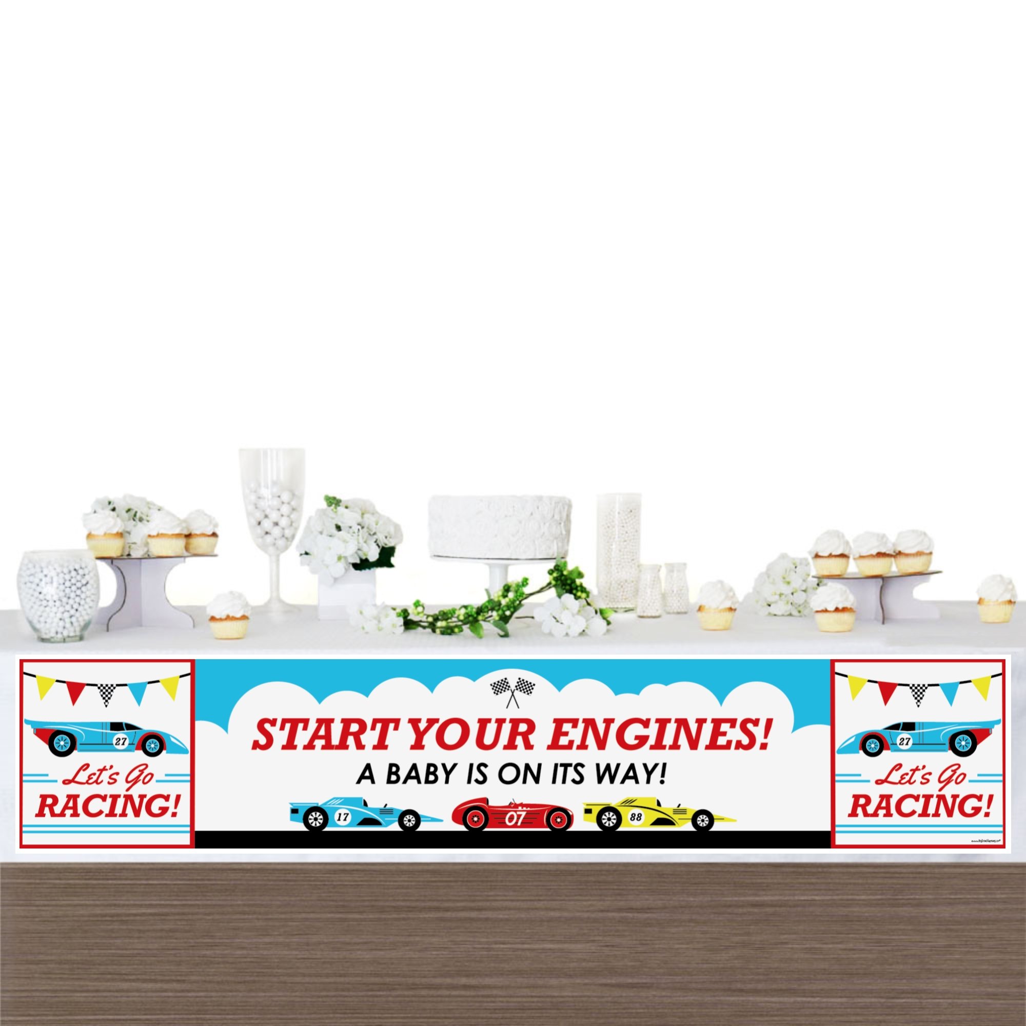 Big Dot of Happiness Let’s Go Racing - Racecar - Baby Shower Race Car Decorations Party Banner