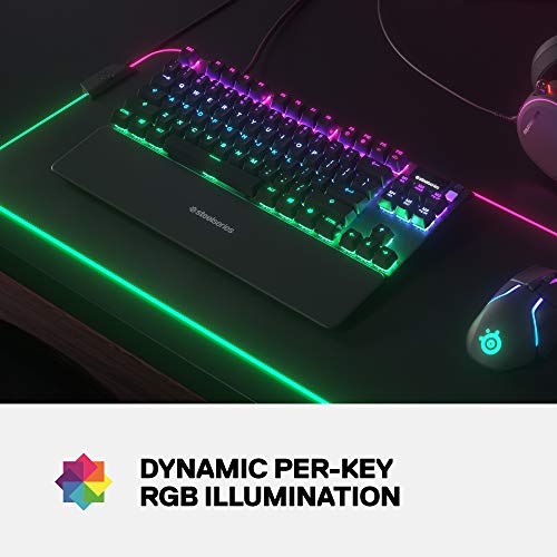 SteelSeries Apex 7 TKL Compact Mechanical Gaming Keyboard – OLED Smart Display – USB Passthrough and Media Controls – Tactile and Quiet – RGB Backlit (Brown Switch)