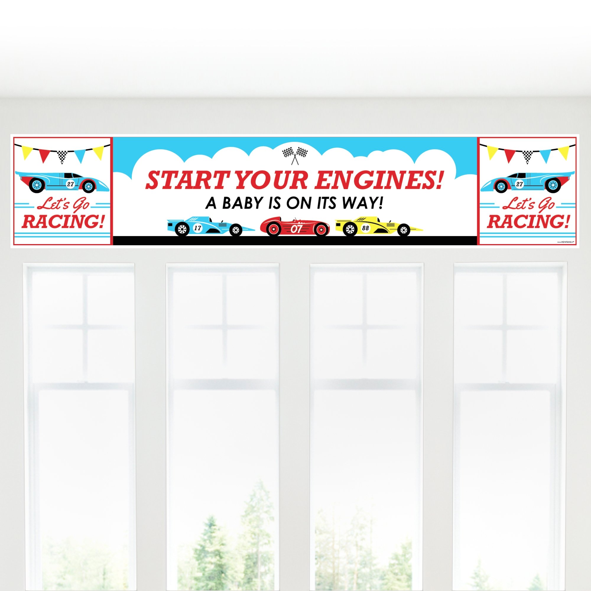 Big Dot of Happiness Let’s Go Racing - Racecar - Baby Shower Race Car Decorations Party Banner